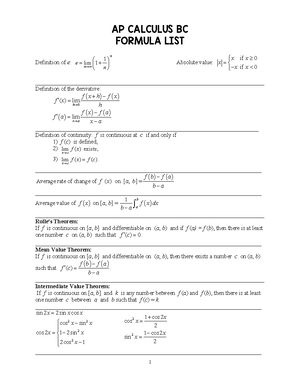 AP Calculus BC Chapter 1 Notes and Worksheets for Write on - L. Lu ...