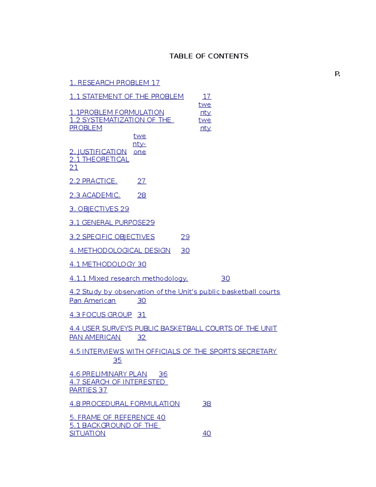 Test - Test - TABLE OF CONTENTS P. 1. RESEARCH PROBLEM 17 1 STATEMENT ...
