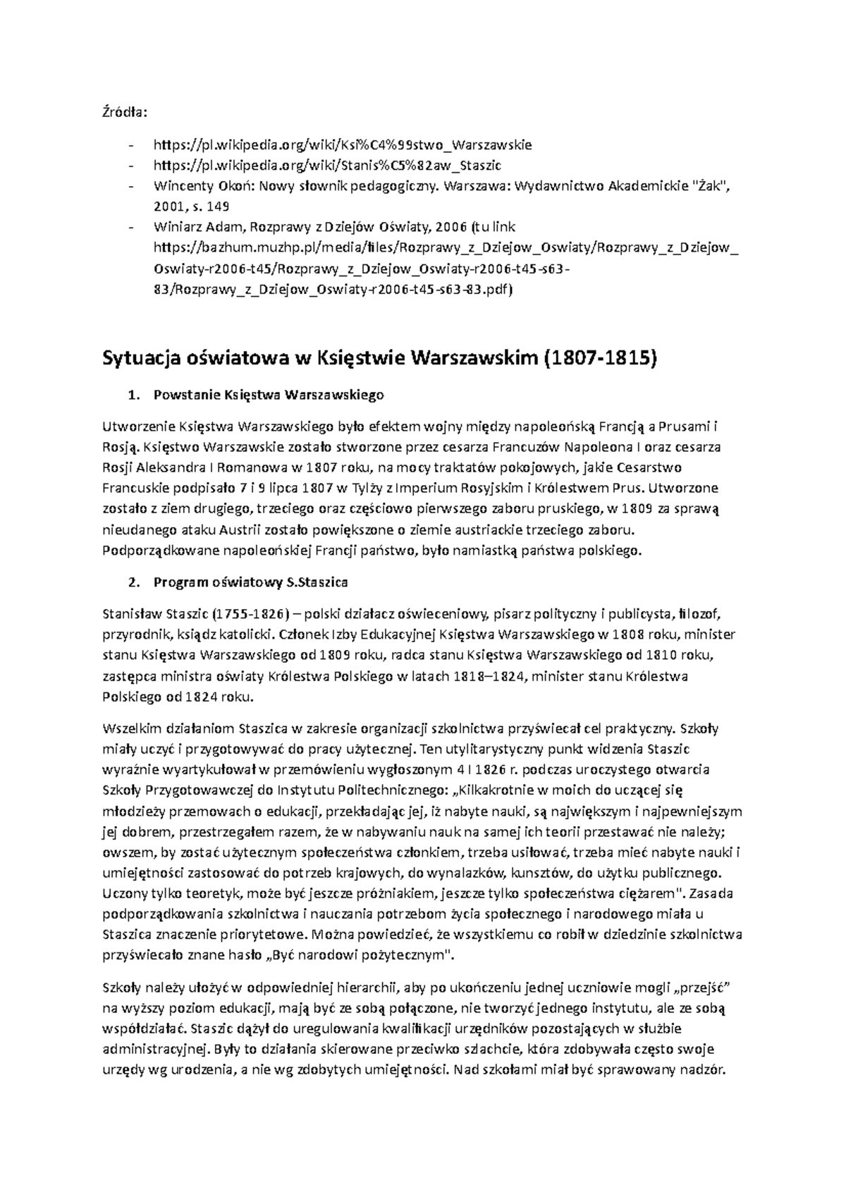 Księstwo Warszawskie - Źródła: pl.wikipedia/wiki/Ksi%C4%99stwo ...