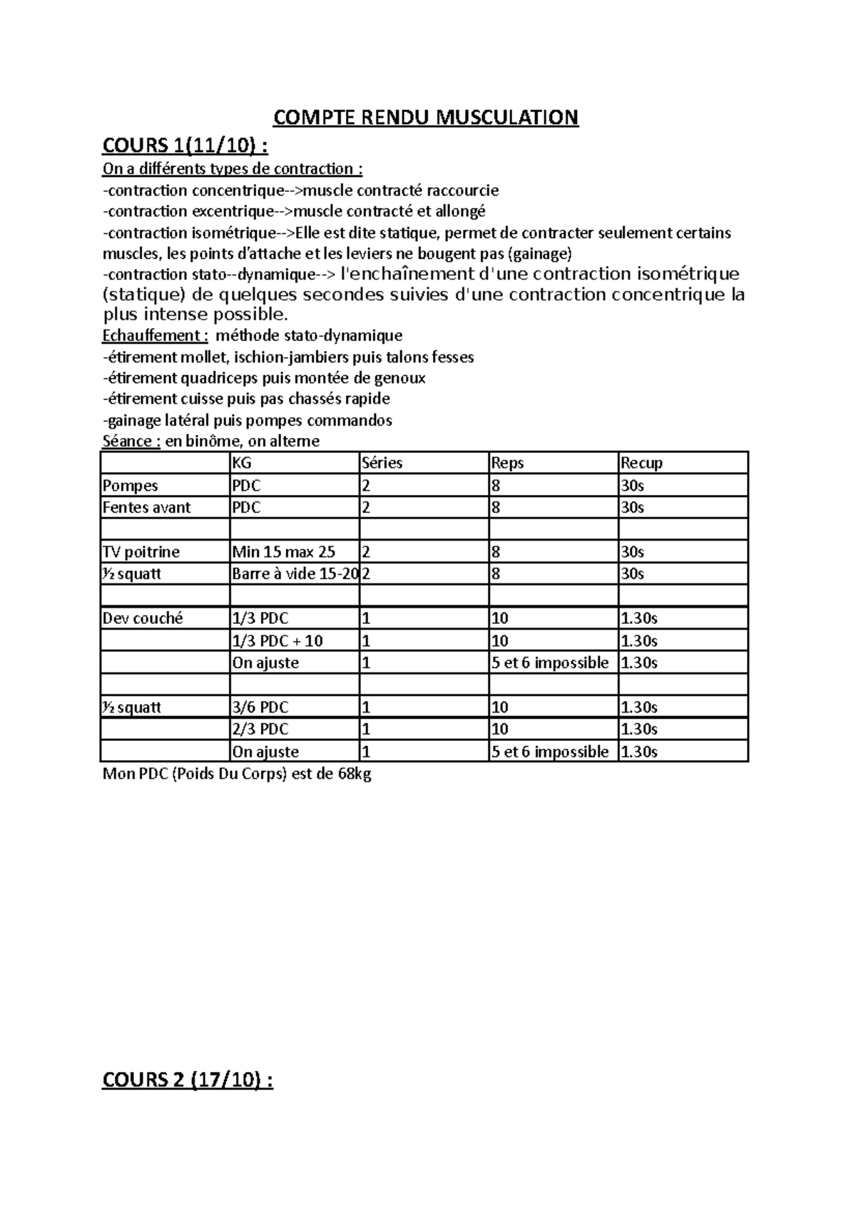 Compte Rendu Musculation - renforcement musculaire - Université Rennes ...