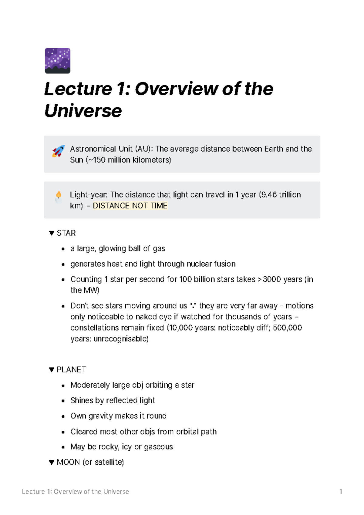 Lecture 1 Overview of the Universe - Lecture 1: Overview of the ...