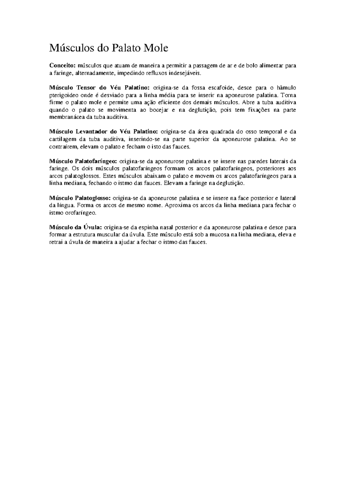 Anatomia (Resumo) - Músculos do Palato Mole - Músculos do Palato Mole ...