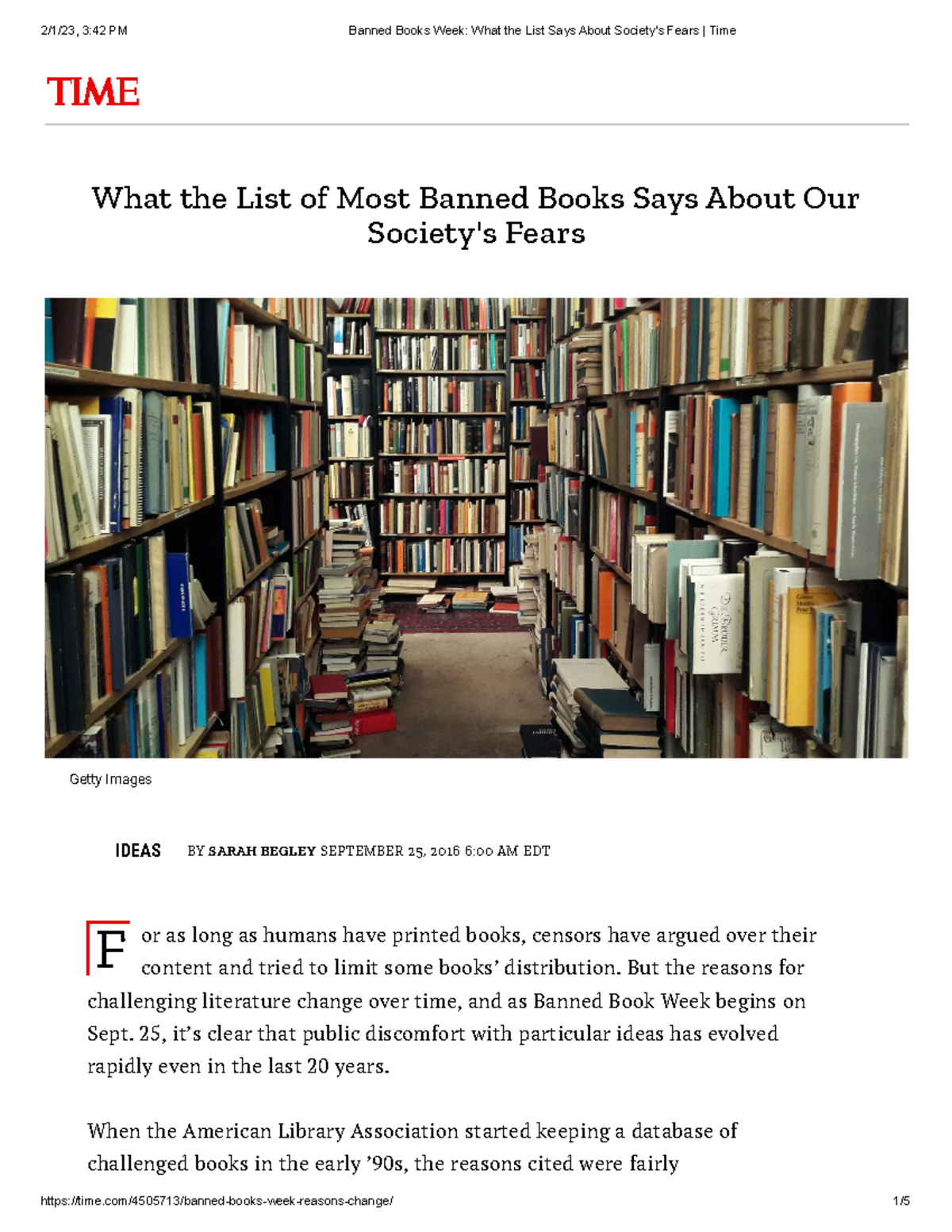 Banned Books Week - F What the List of Most Banned Books Says About Our ...