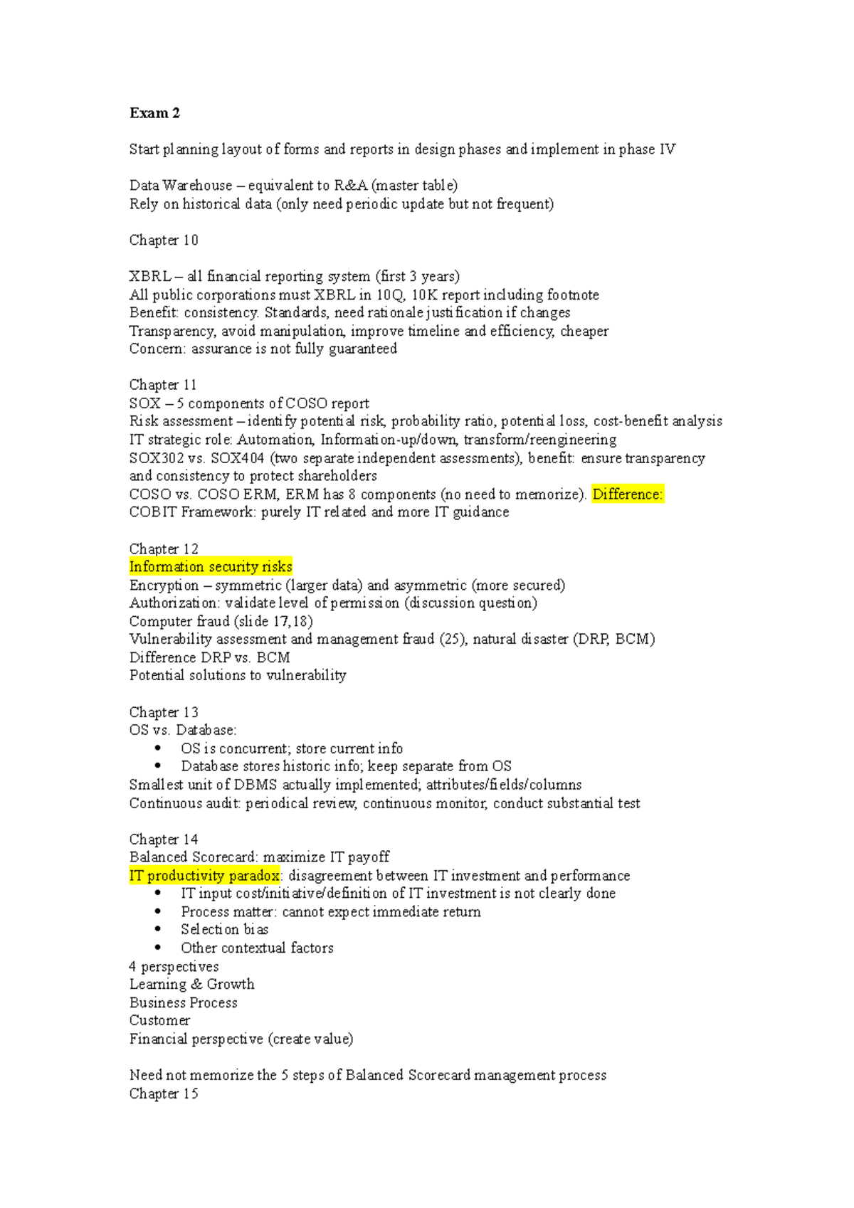 Exam 2 Prep - Summary for Exam 2 - Exam 2 Start planning layout of ...