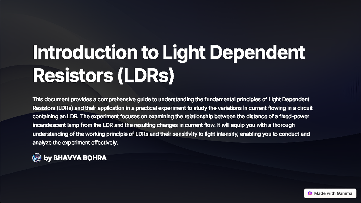 Introduction to Light Dependent Resistors LDRs - Introduction to Light ...