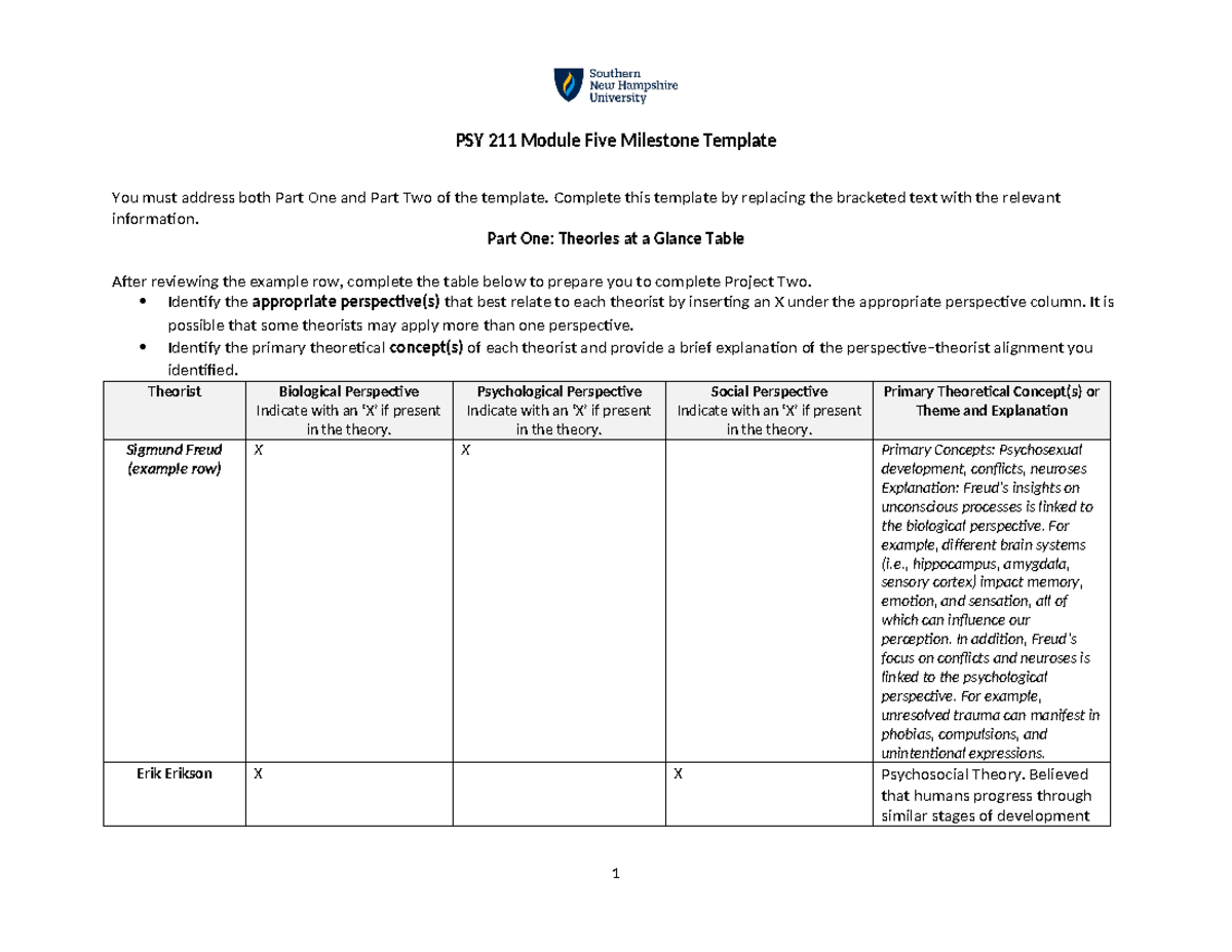 PSY 211 Module Five Milestone - Complete this template by replacing the ...