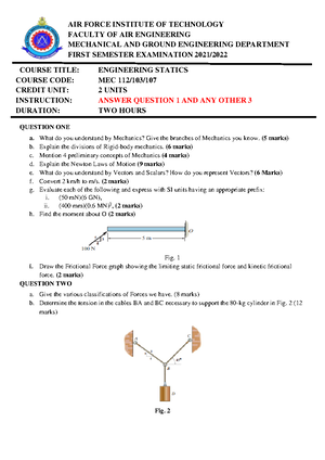 SE - Engineering Statics For Year One NBTE students - Air Force ...