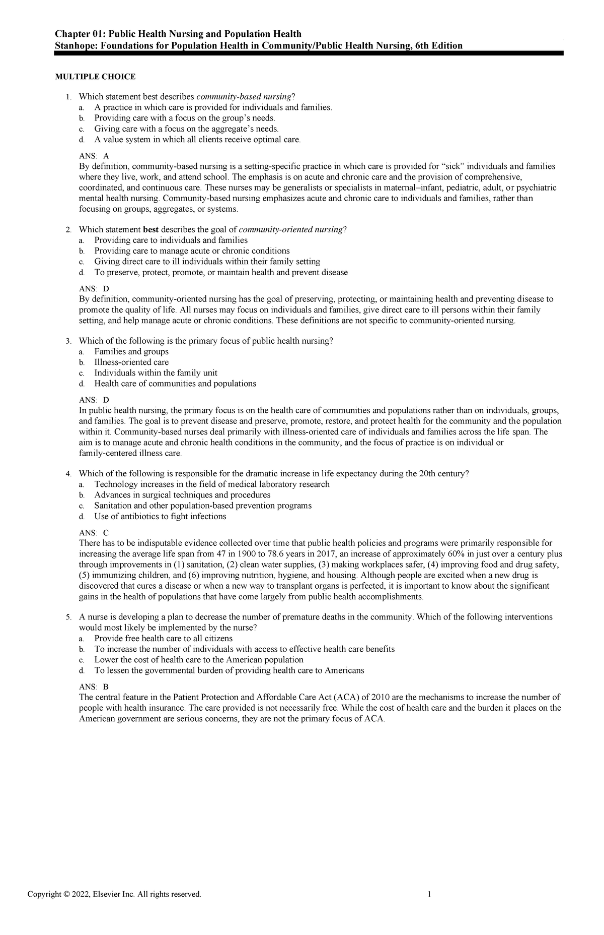 Exam View - Chapter 01 - Study material - Chapter 01: Public Health ...