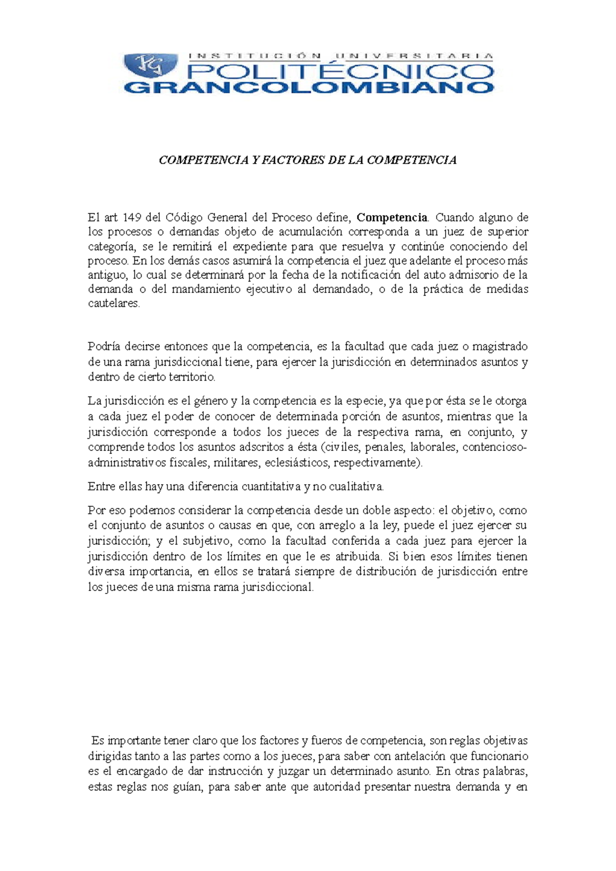 Competencia - apuntes - COMPETENCIA Y FACTORES DE LA COMPETENCIA El art ...