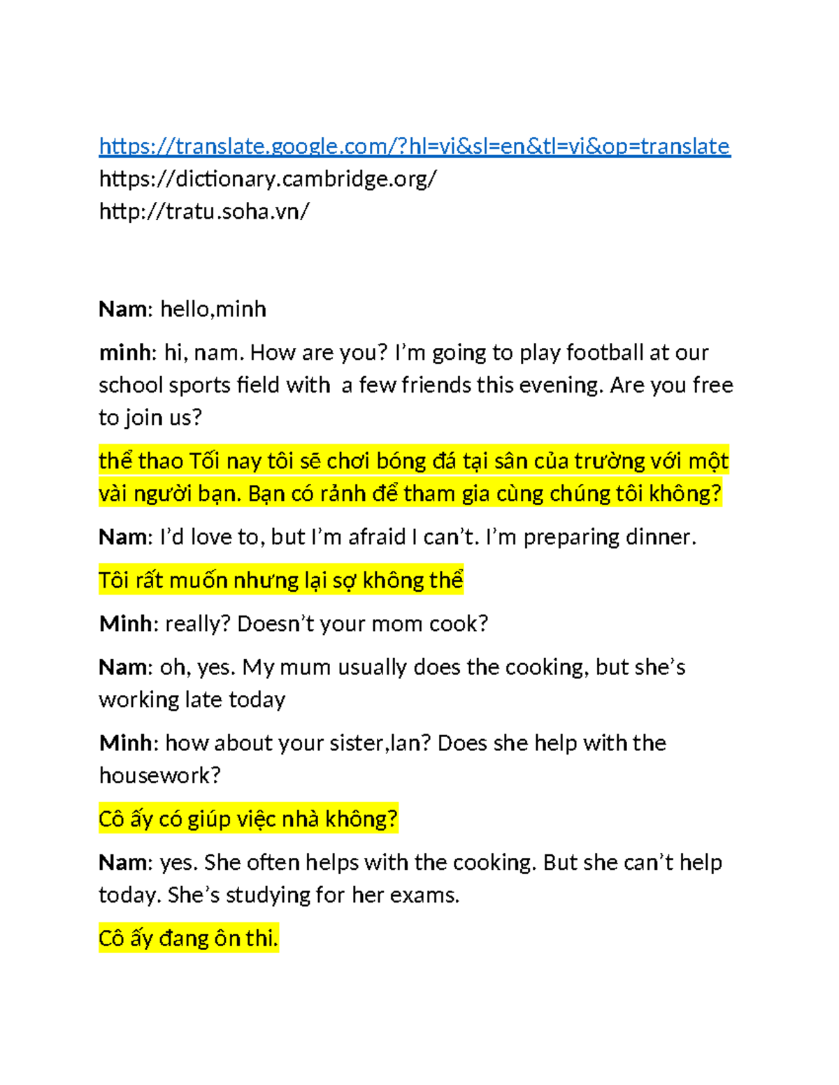 Englishdaily - translate.google/?hl=vi&sl=en&tl=vi&op=translate dictionary.cambridge/ - Studocu