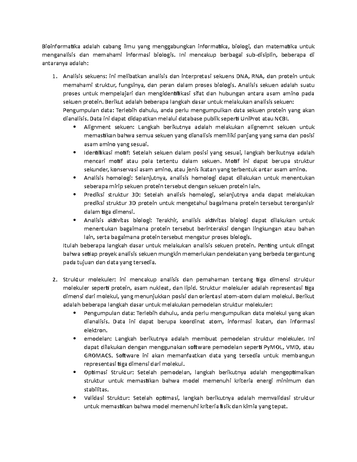 Bioinformatika Dasar 2 Bioinformatika Adalah Cabang Ilmu Yang