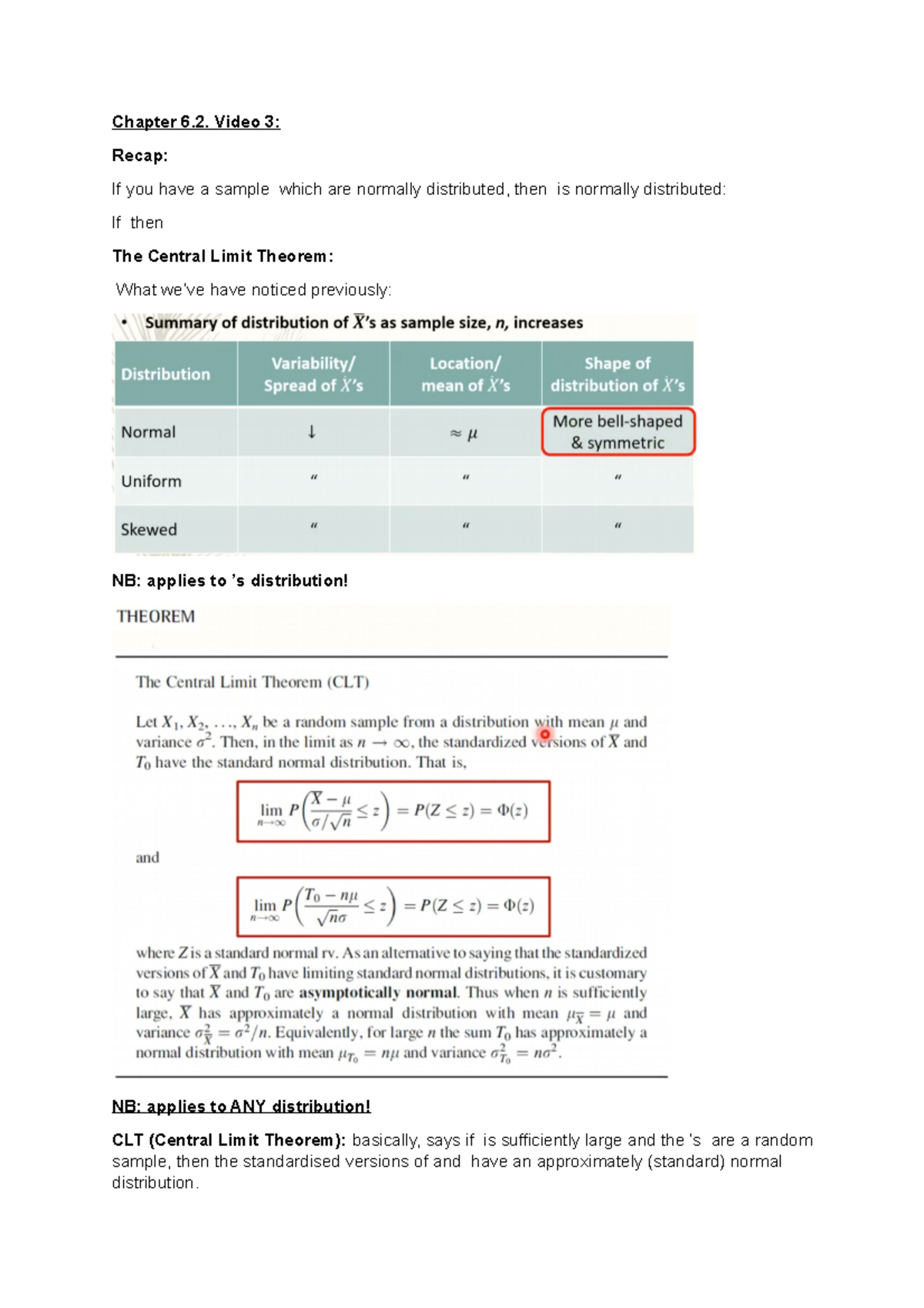 6.2 video 3 - Summaries of the course material. I do not own any of the ...