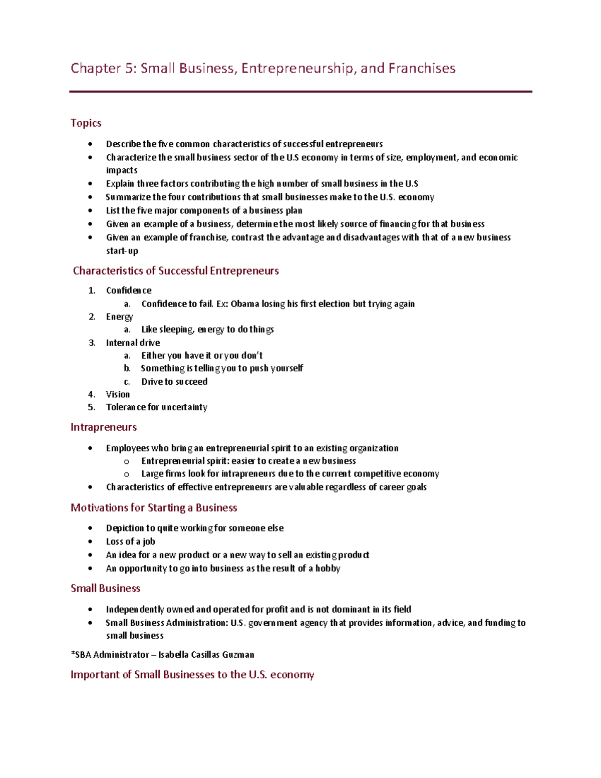 Chapter 5 - For Singh - Chapter 5: Small Business, Entrepreneurship ...