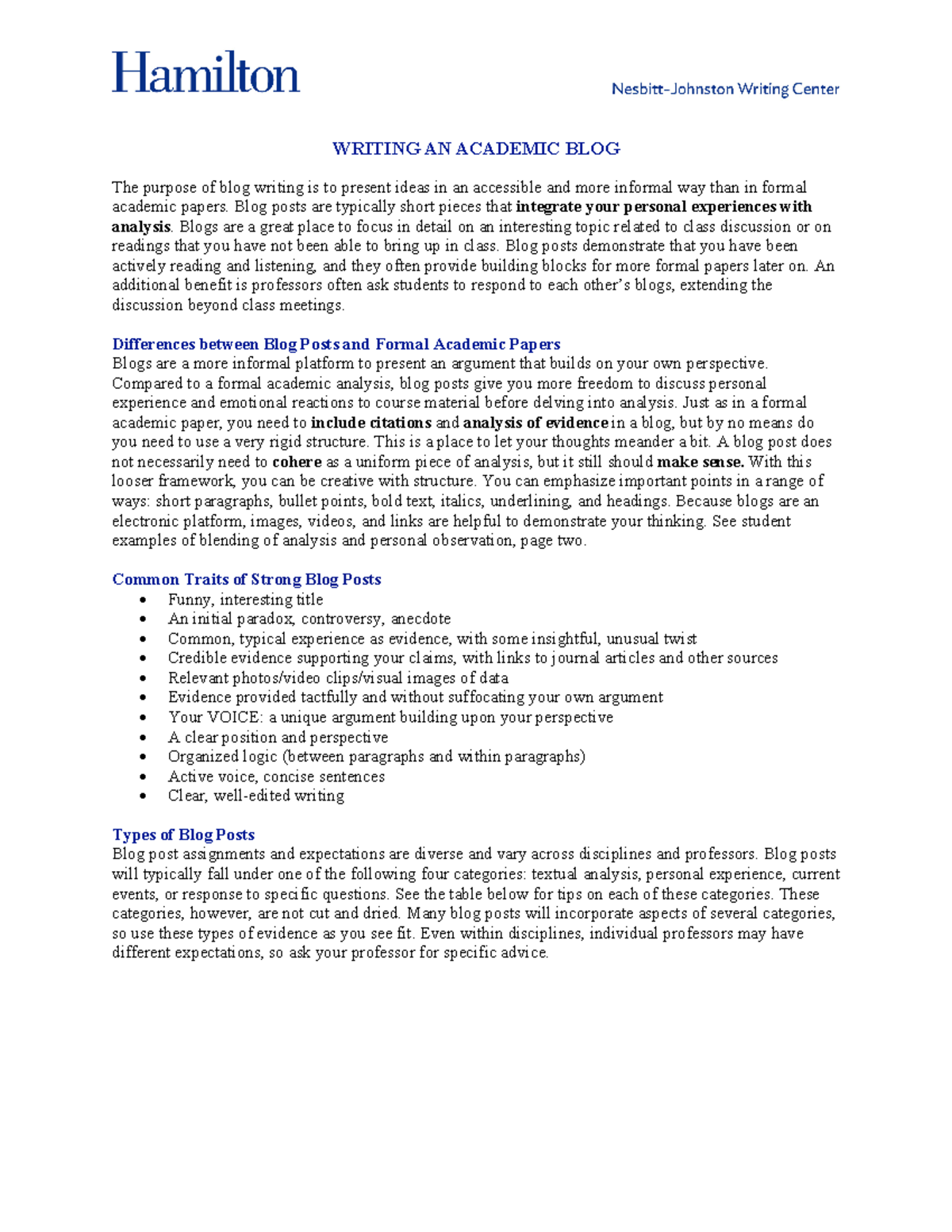 Writing an Academic Blog - WRITING AN ACADEMIC BLOG The purpose of blog ...