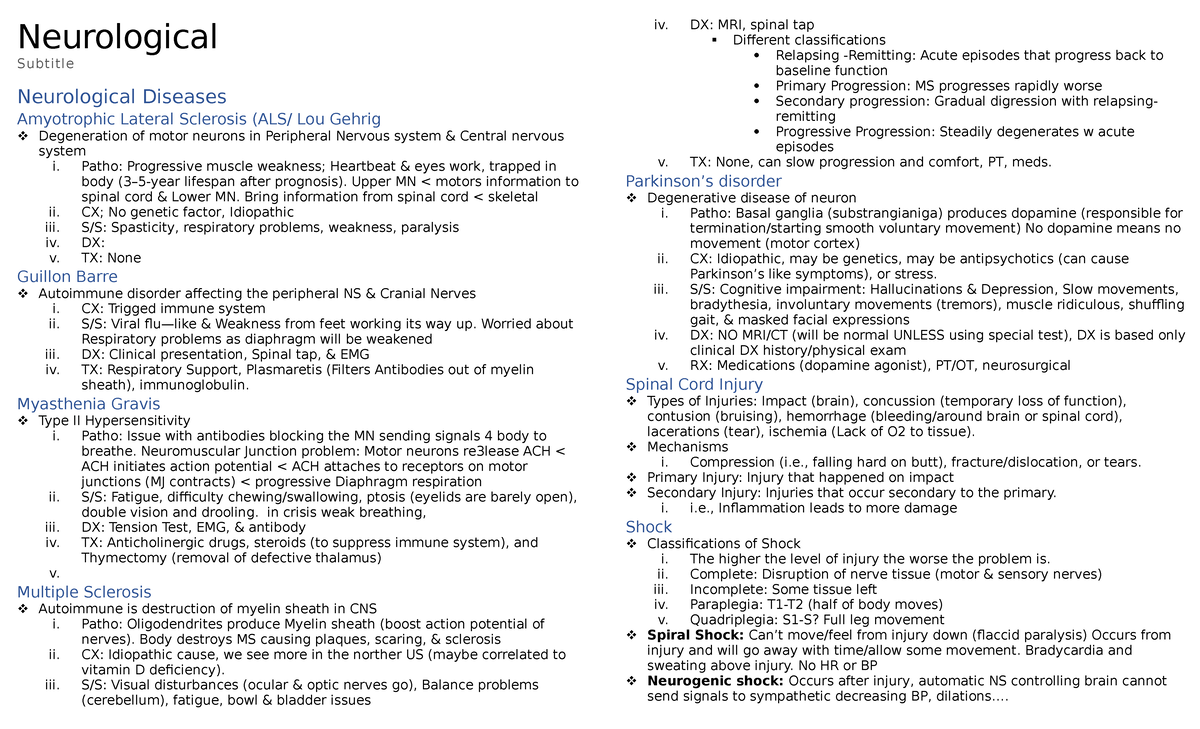 Neuro - Practice - Neurological Subtitle Neurological Diseases ...