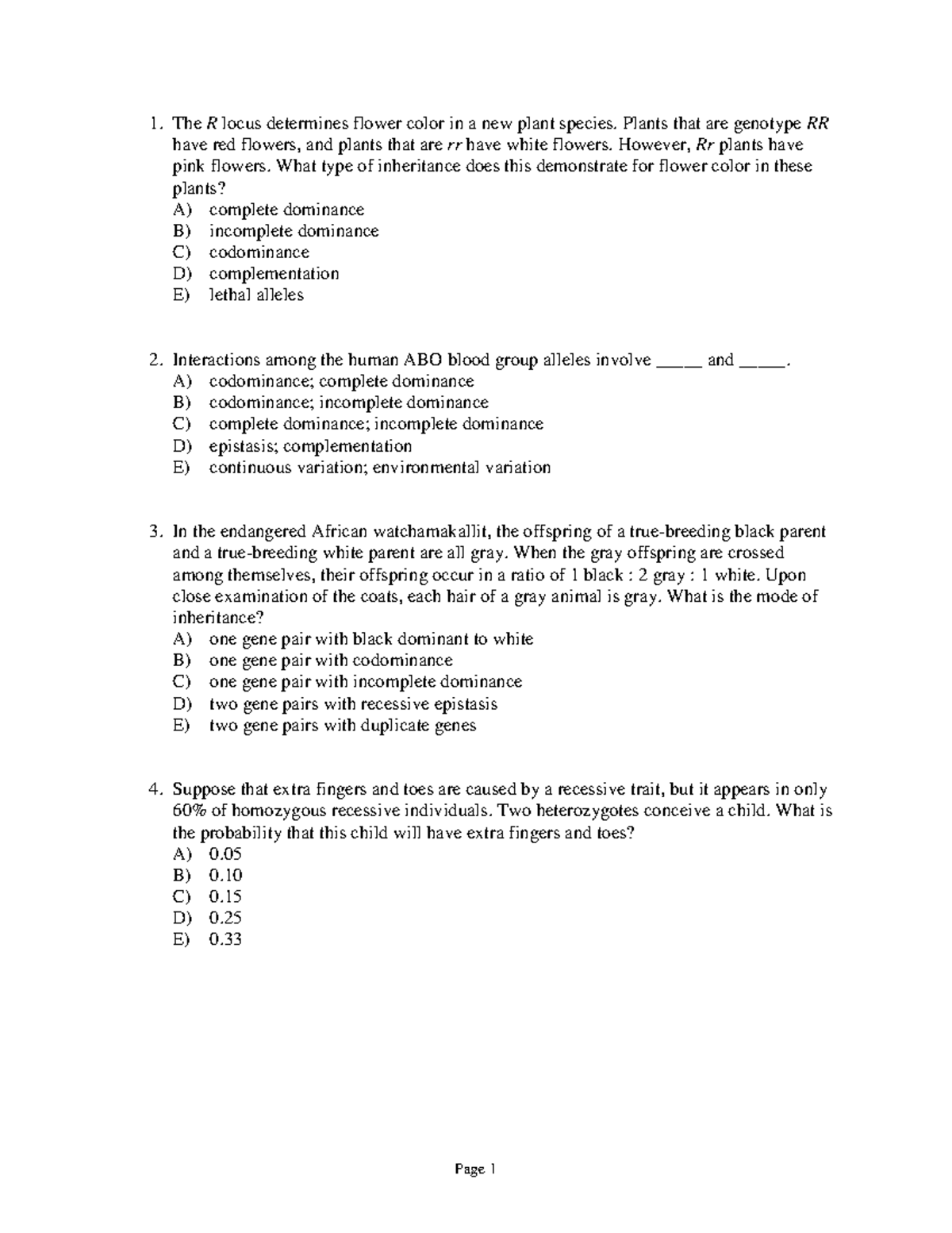 Chapter 5- Extensions and Modifications of Basic Principles - The R locus determines flower ...