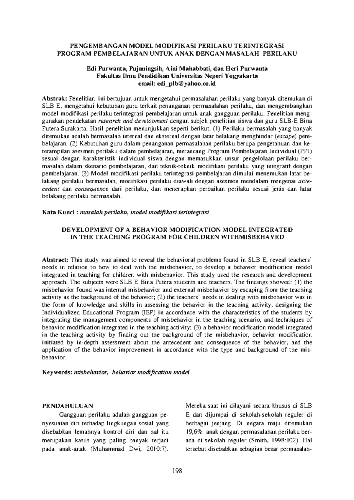 2147 5950 1 PB - ..... - 198 PENGEMBANGAN MODEL MODIFIKASI PERILAKU ...
