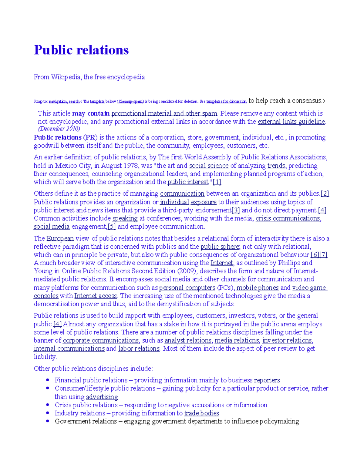 Public Relation - Public relations From Wikipedia, the free ...