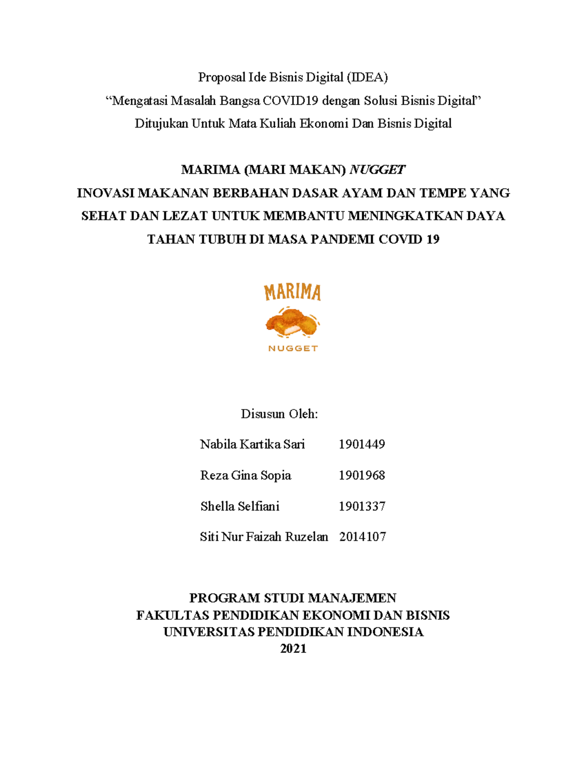 Proposal Bisnis Revisi - Proposal Ide Bisnis Digital (IDEA) “Mengatasi ...