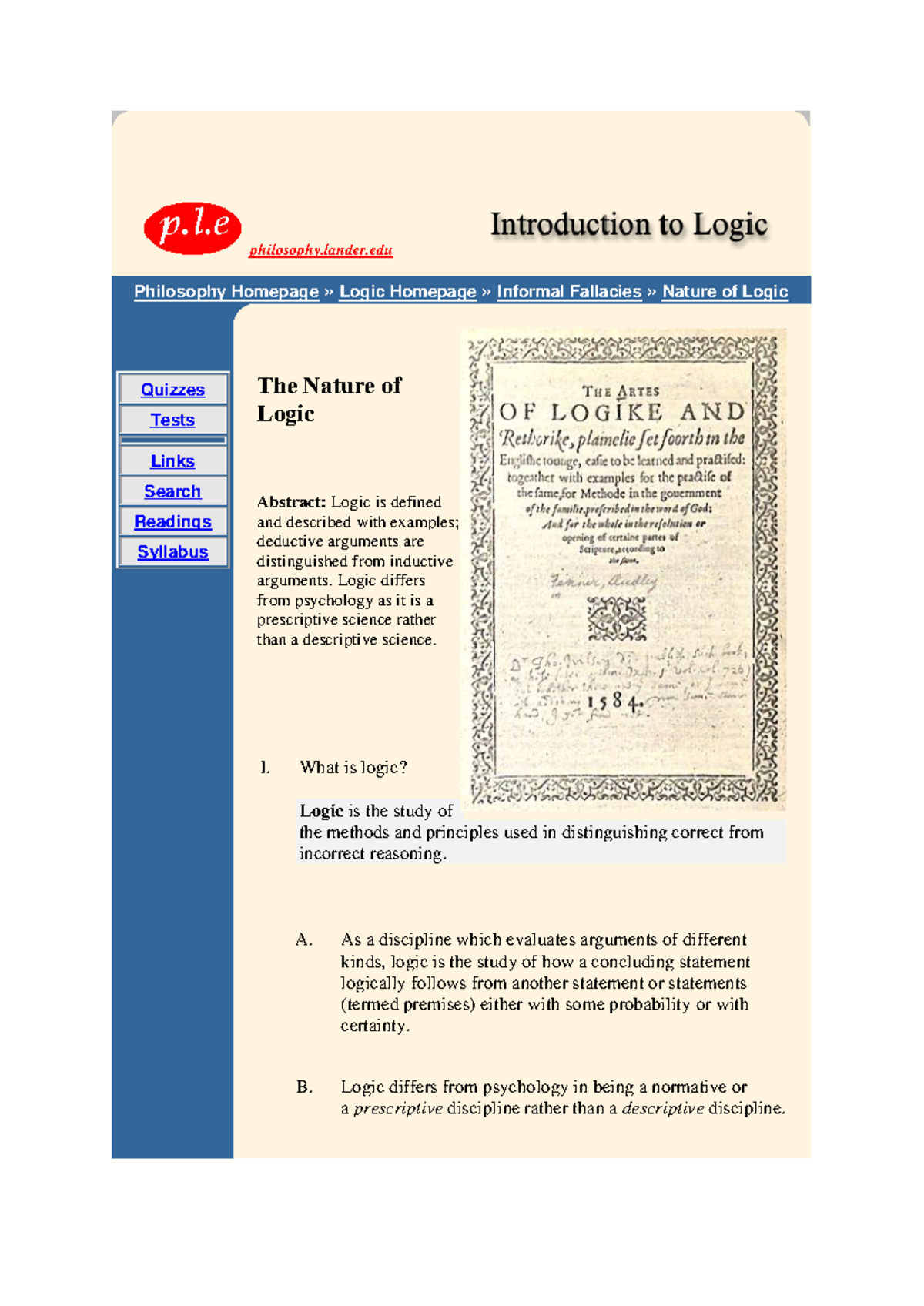 1.7 Two kinds of logic - philosophy.lander Philosophy Homepage » Logic ...