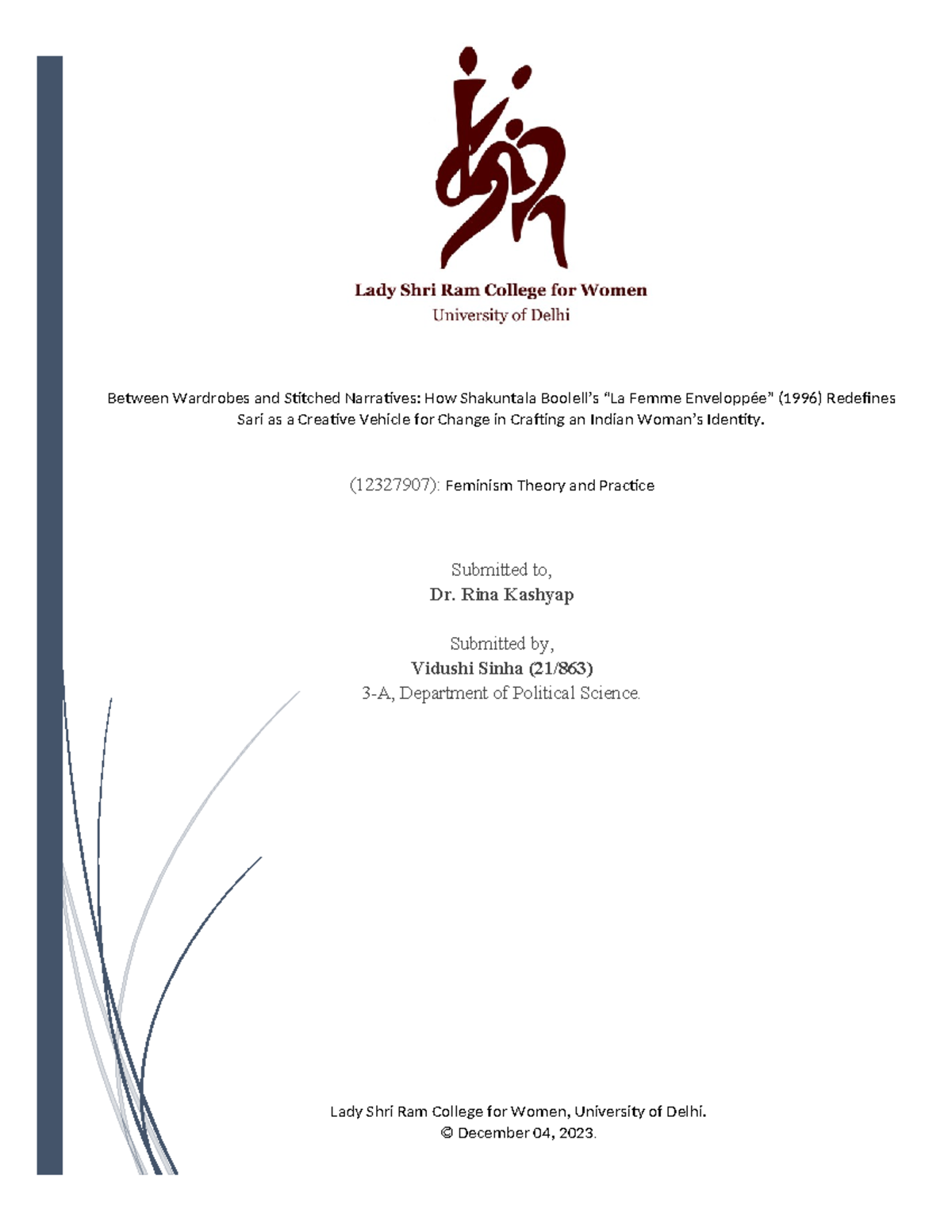 FTP Book review assignment shakuntala boolell - Between Wardrobes and ...