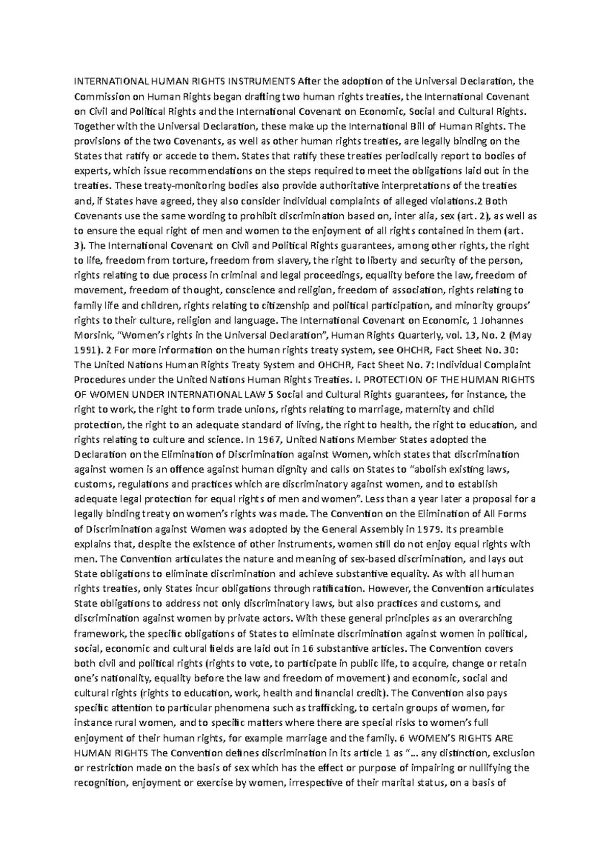 International Human Rights Instruments After the adoption of the ...