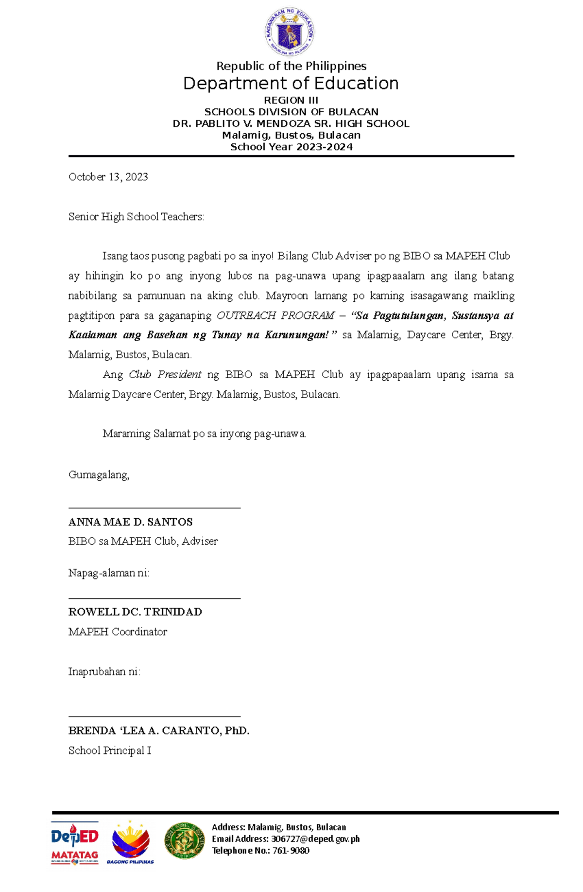 Excuse-letter - excuse letter sample - Department of Education REGION ...