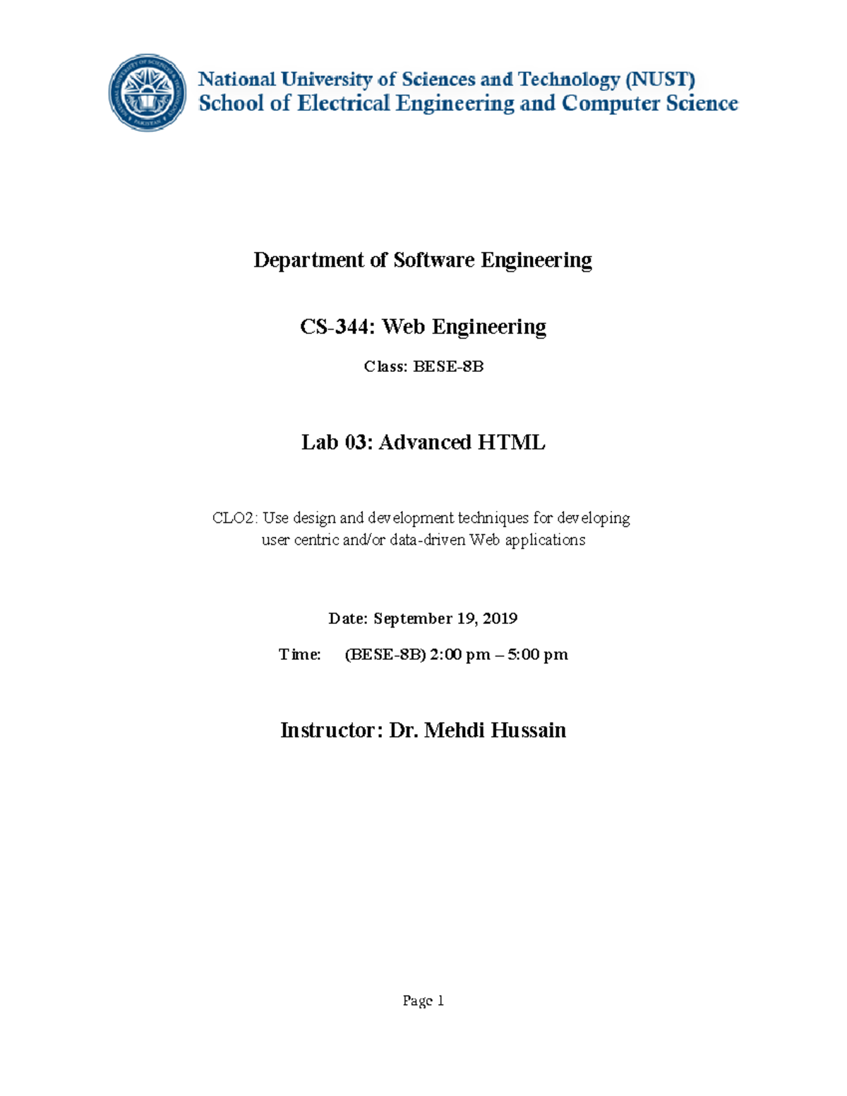 Lab 3 - Web Engineering - B - Department of Software Engineering CS-344: Web Engineering Class ...