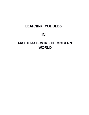 GEd 102 - Mathematics in the Modern World 29 - LEARNING MODULES IN MATHEMATICS IN THE MODERN ...
