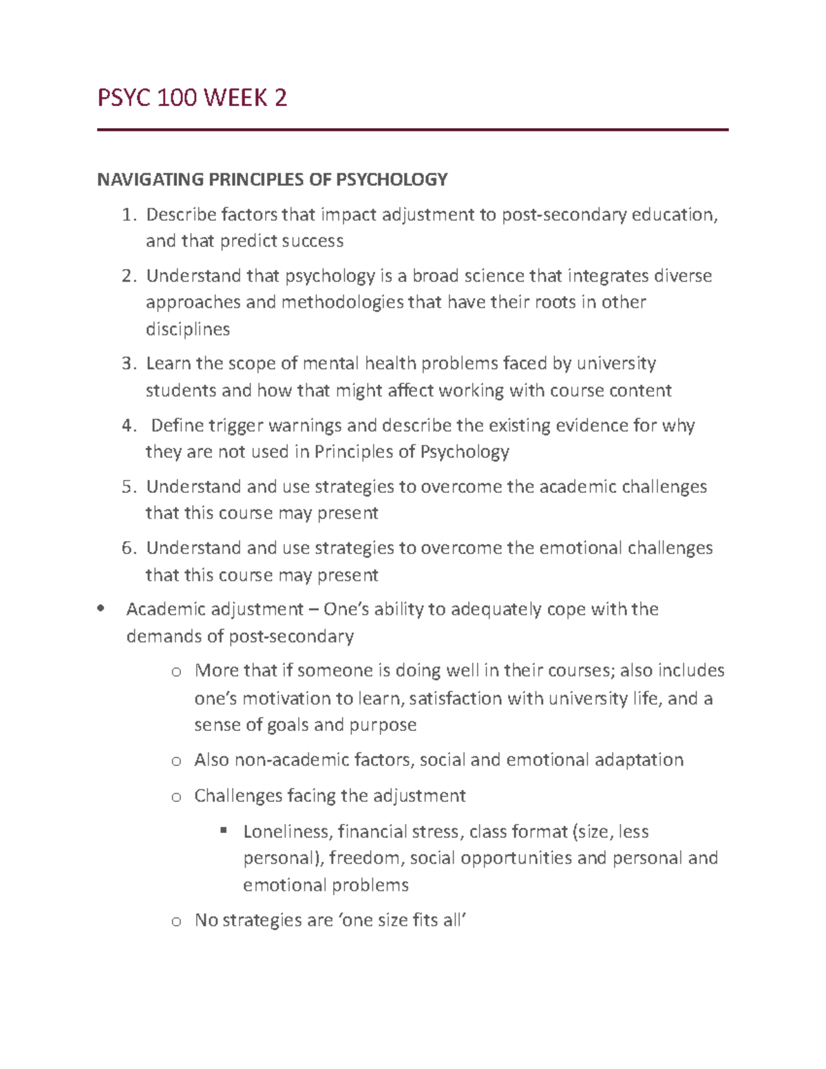 Pysc Notes for 2022 - PSYCH 1XX3 - McMaster - Studocu