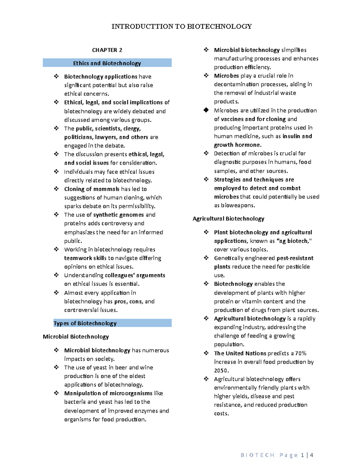 Introduction to Biotechnology Chapter 2 - CHAPTER 2 Ethics and ...