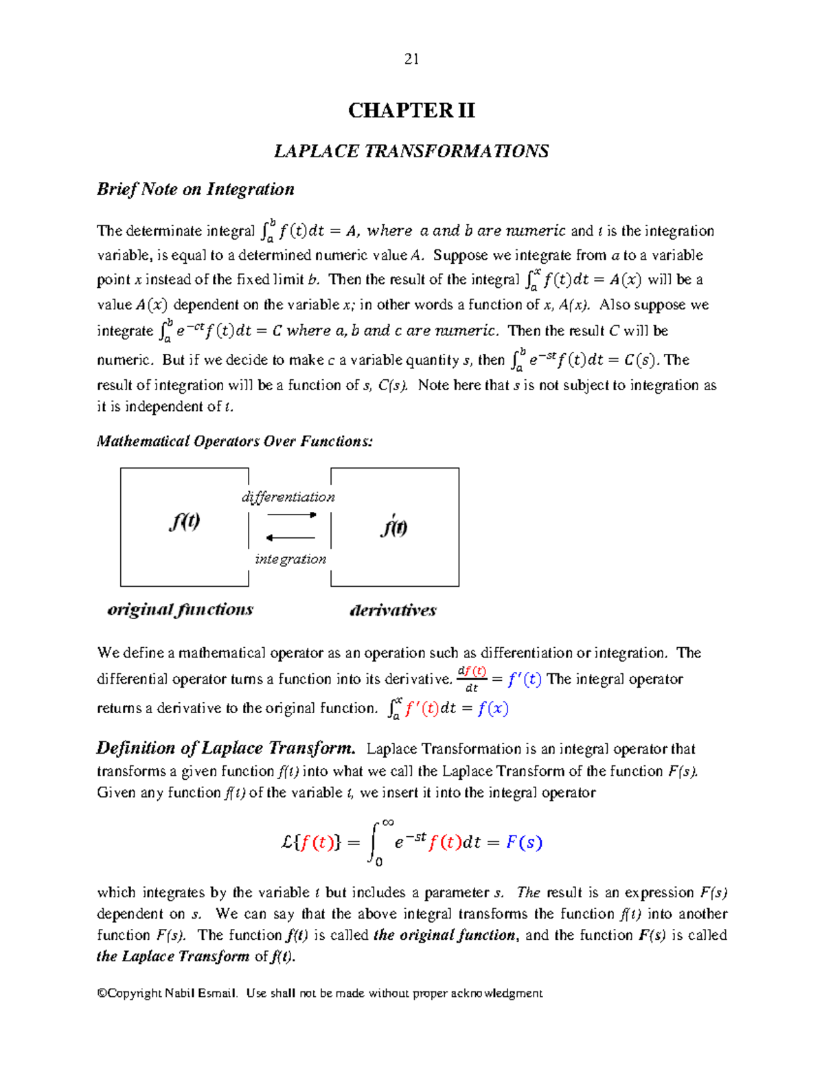 2-Laplace Transforms 21-81 - CHAPTER II LAPLACE TRANSFORMATIONS Brief ...