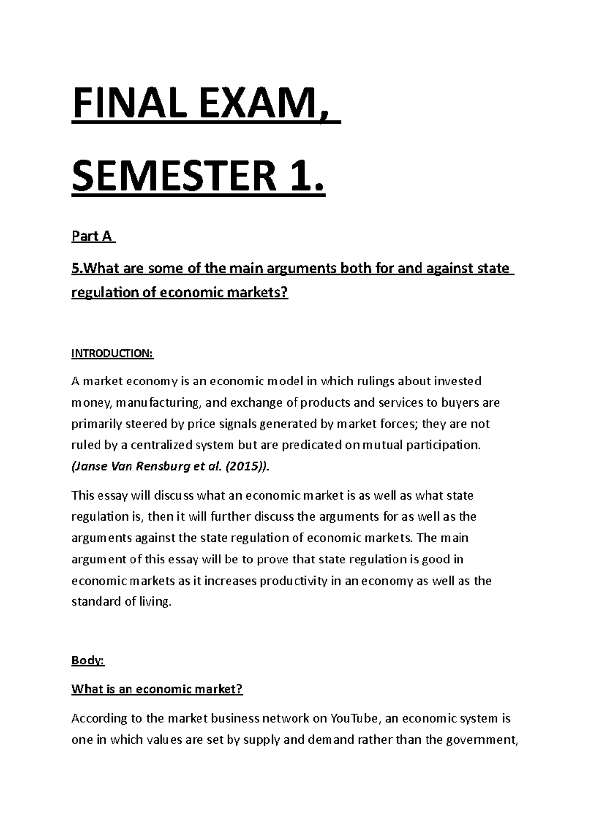 Document 1 - LECTURE NOTES - FINAL EXAM, SEMESTER 1. Part A 5 are some ...