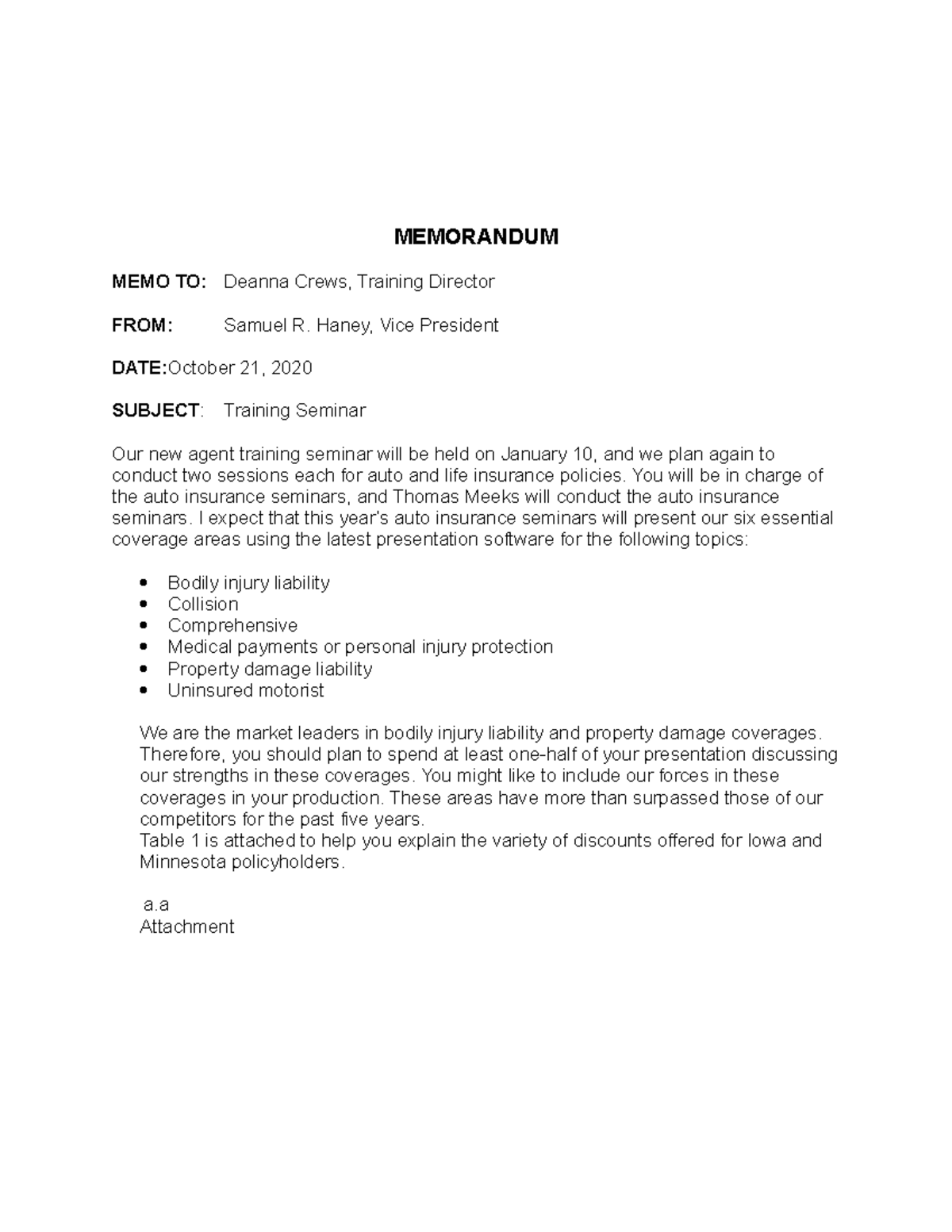 Memo with Attahcment and List - MEMORANDUM MEMO TO: Deanna Crews ...