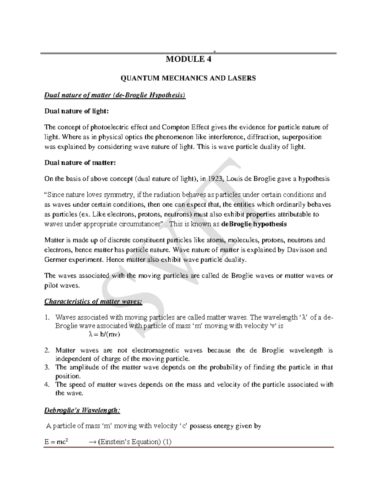 Engineering Physics Unit-4 - MODULE 4 ####### QUANTUM MECHANICS AND ...
