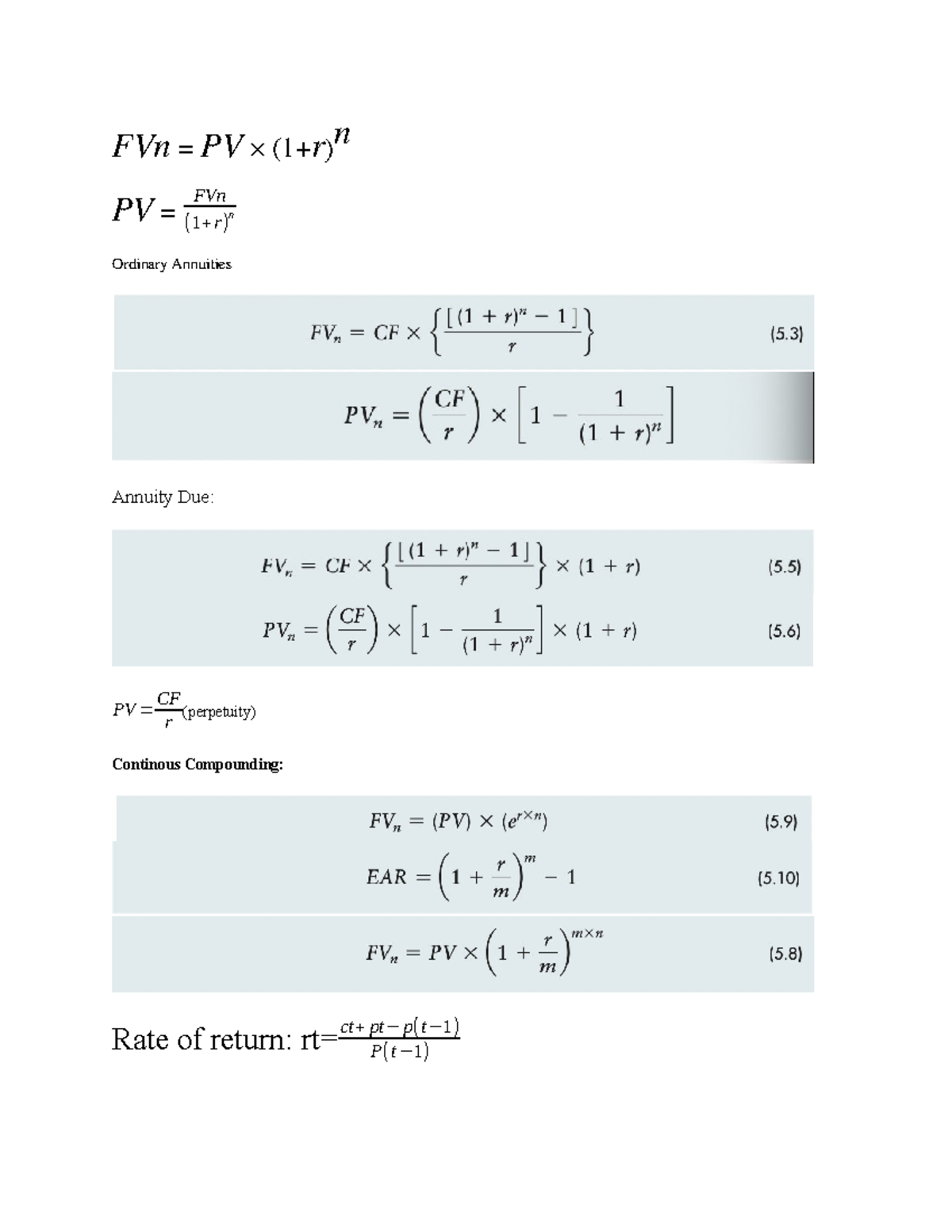 Financial Formula - Lý thuyết tài chính - 𝐹𝑉𝑛 = 𝑃𝑉 × (1+𝑟) 𝑛 𝑃𝑉 = FVn ...
