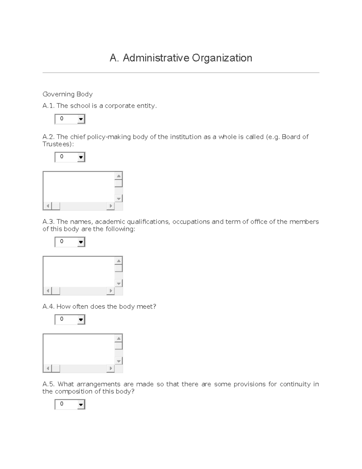 AREA 10 - Organization AND Administration - A. Administrative ...