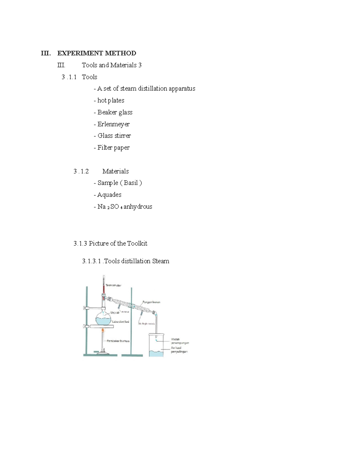 Observation data P7 Report - III. EXPERIMENT METHOD III. Tools and ...