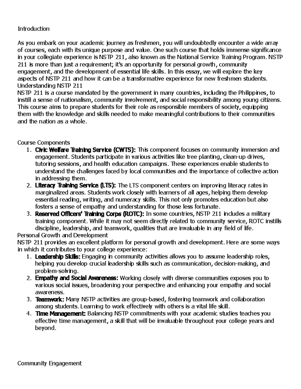 NSTP- Intro - The document will help students to understand the ...