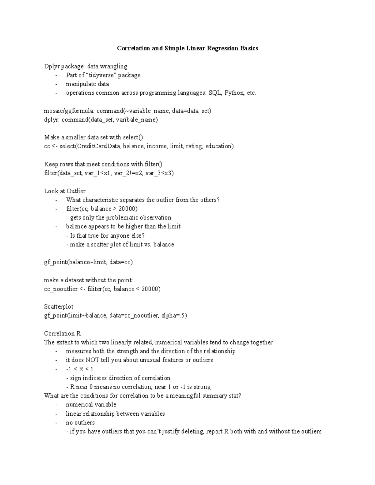 (04) Correlation and Simple Linear Regression Basics - Correlation and ...