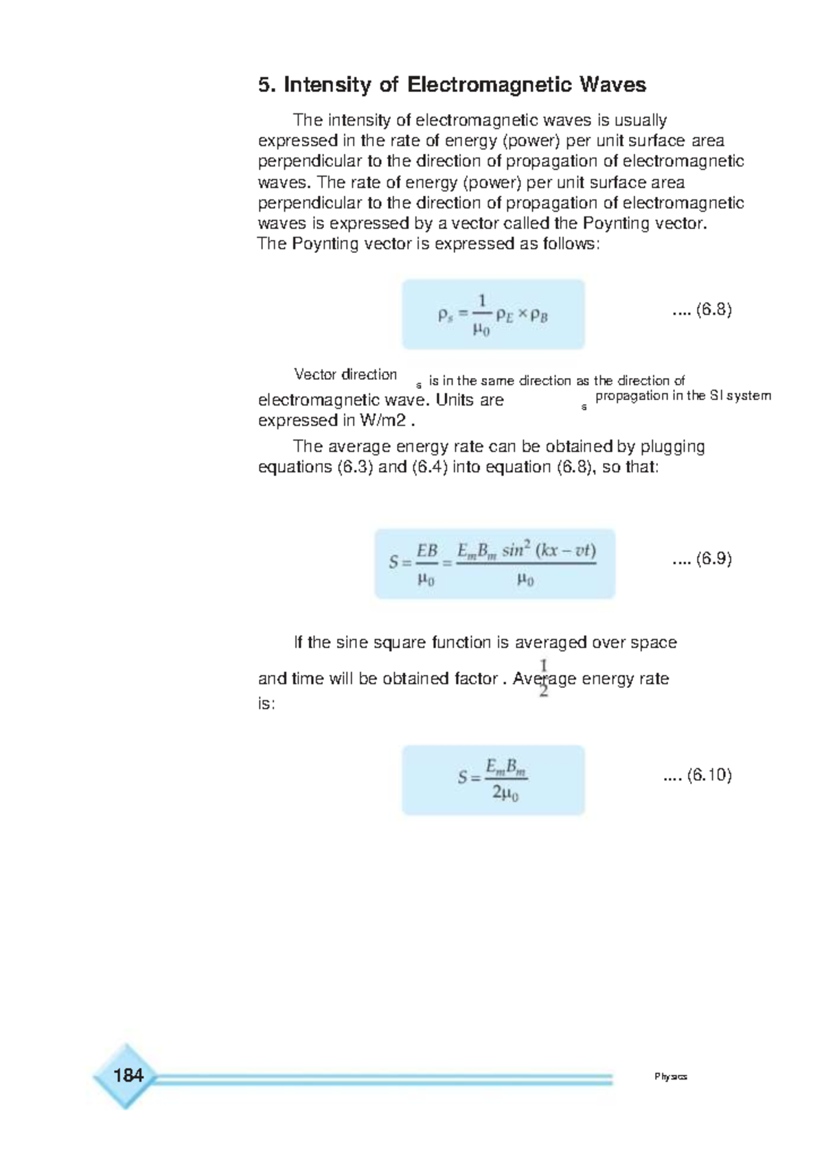 Physics lecture code (17) - 5. Intensity of Electromagnetic Waves The intensity of ...