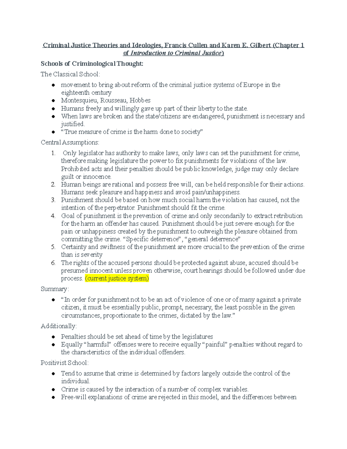 Required Readings Intro to Criminal Justice - Criminal Justice Theories ...