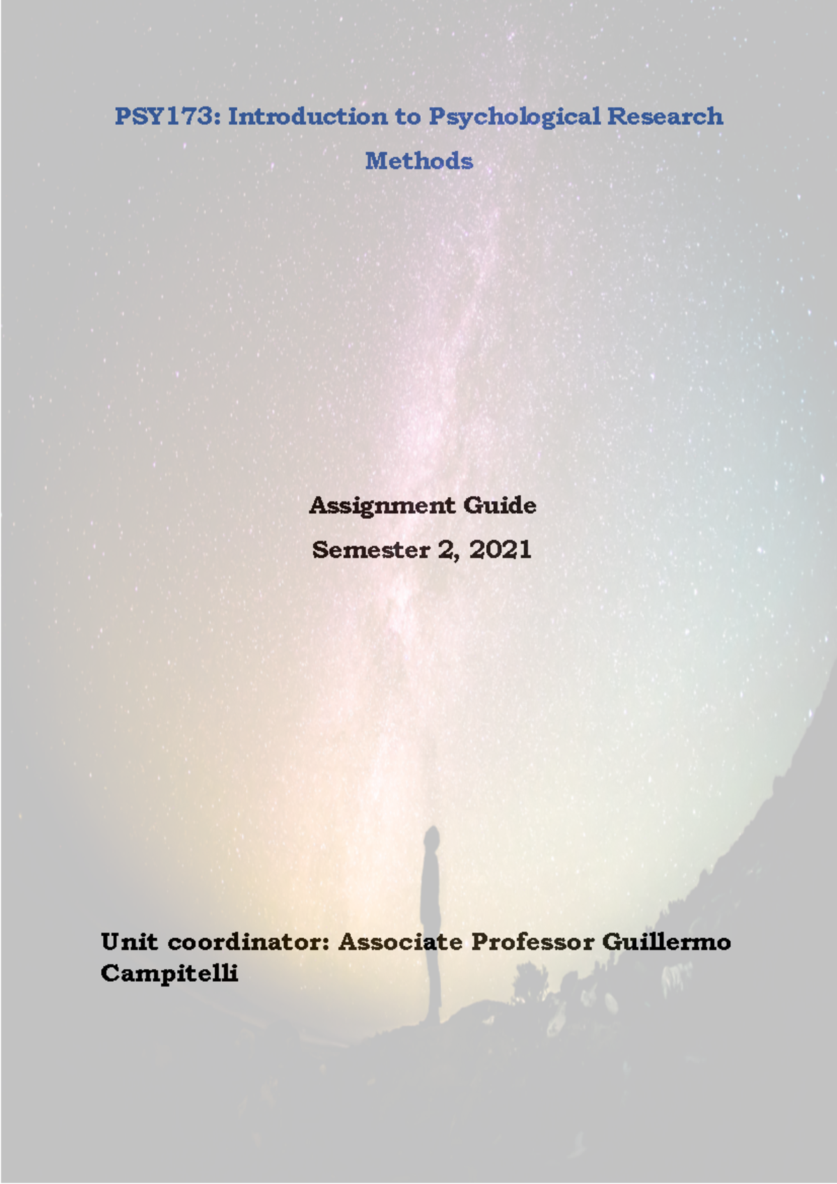 PSY173 Assignment Guide - PSY173: Introduction to Psychological ...