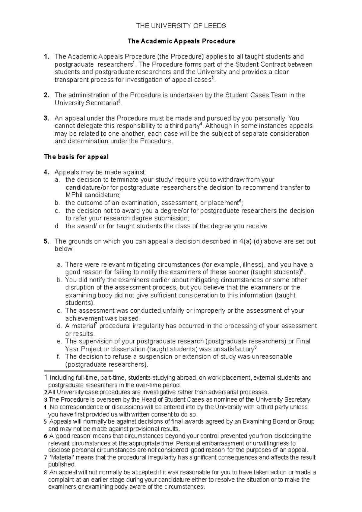 Academic appeals procedure - The Procedure forms part of the Student ...