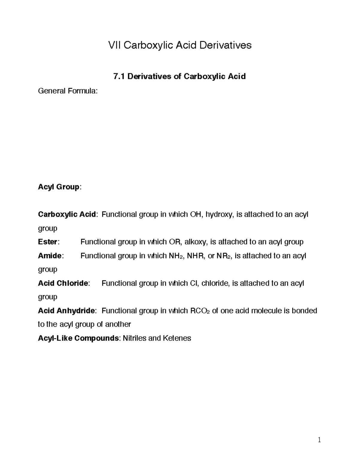 Chapter 7 - VII Carboxylic Acid Derivatives 7 Derivatives of Carboxylic ...