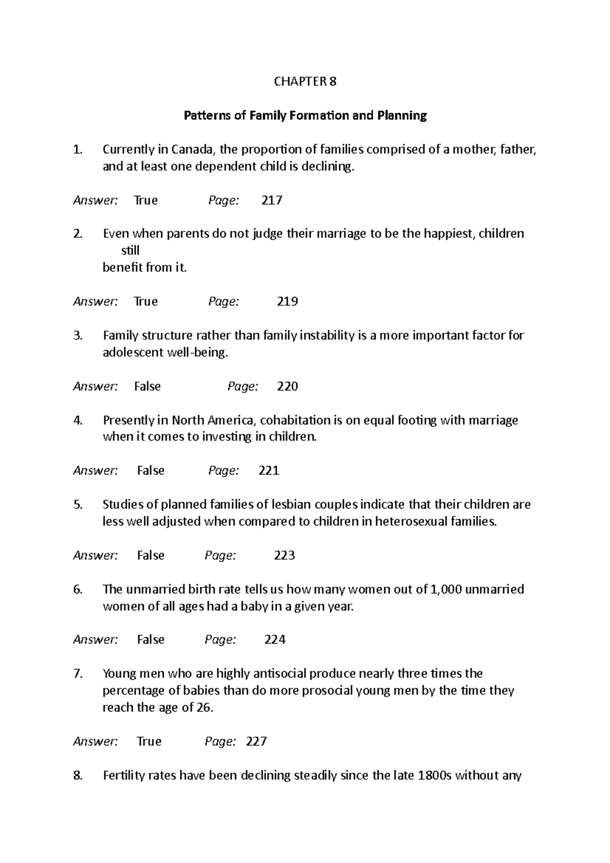 Ch08 Patterns of Family Formation and Planning - CHAPTER 8 Patterns of ...