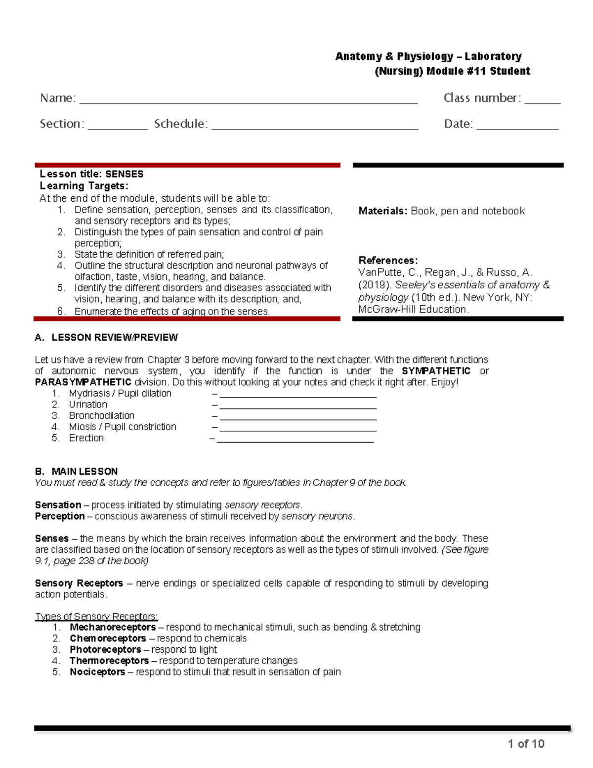 Module 11 - FOR RATIONALE - (Nursing) Module #11 Student Activity Sheet ...