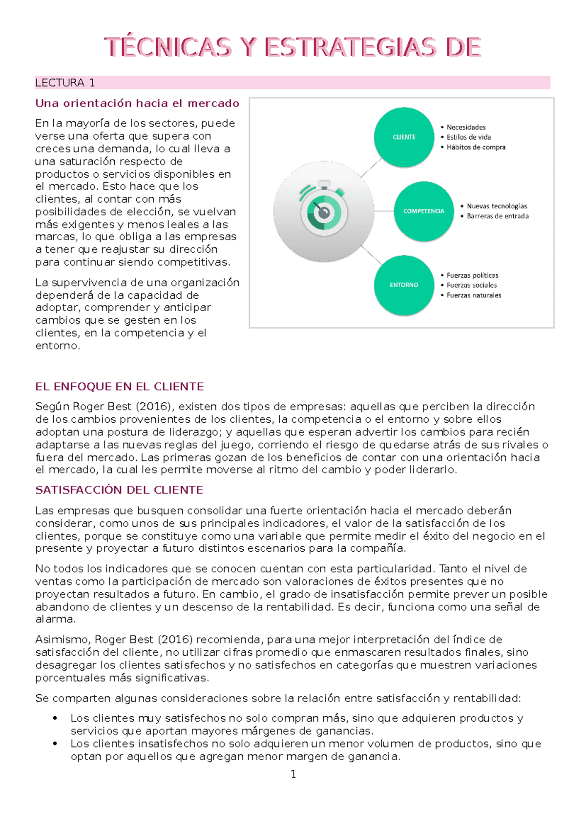 TEC M1 - LECTURA 1 Una orientación hacia el mercado En la mayoría de ...