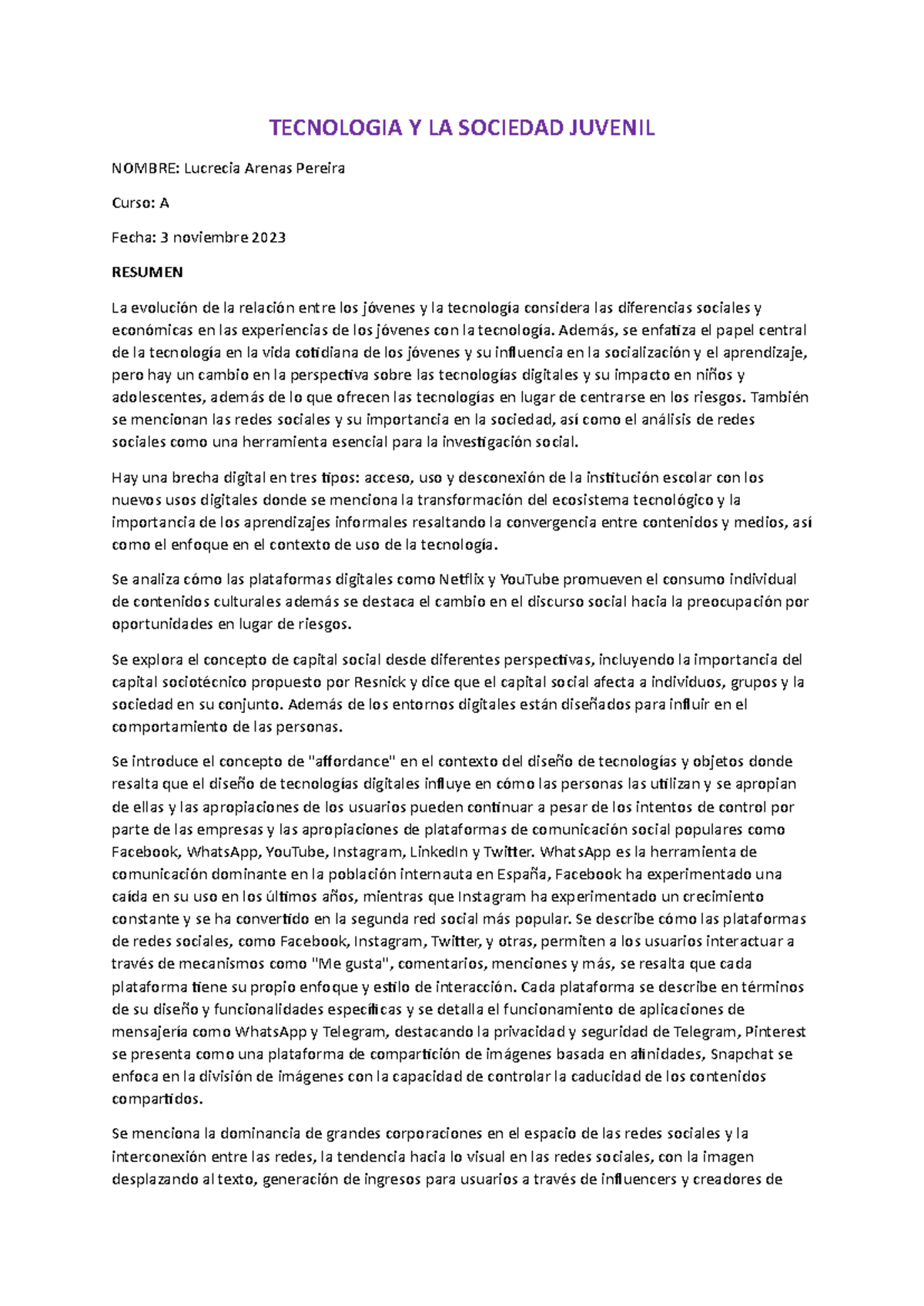 Tecnologia Y LA Sociedad Juvenil - TECNOLOGIA Y LA SOCIEDAD JUVENIL ...