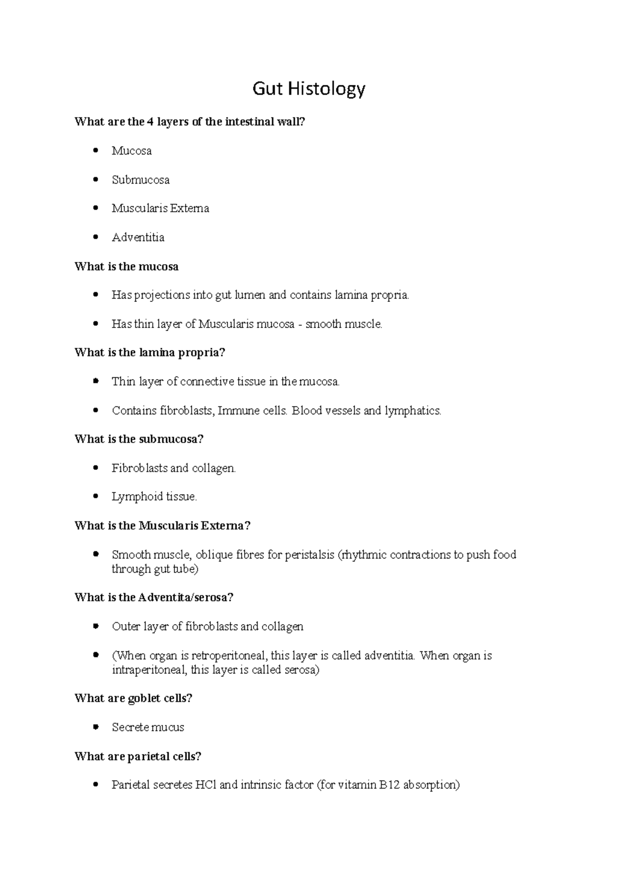 Gut Histology - Outlines the structure/function of each layer in the GI ...